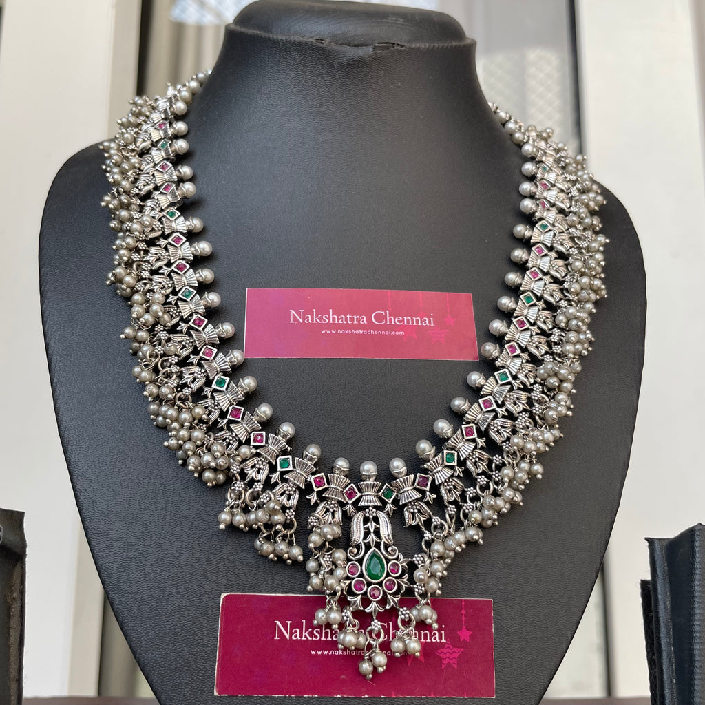 Premium German Silver Grand Short Haram Set – Nakshatra Chennai
