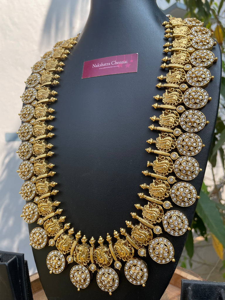 Premium Matte Non-Idol Kundan Stones Grand Haram Set – Nakshatra Chennai
