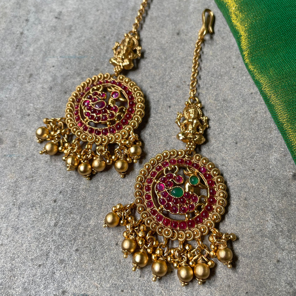 Premium Goddess Peacock Antique Bridal Teeka (Colors available ...