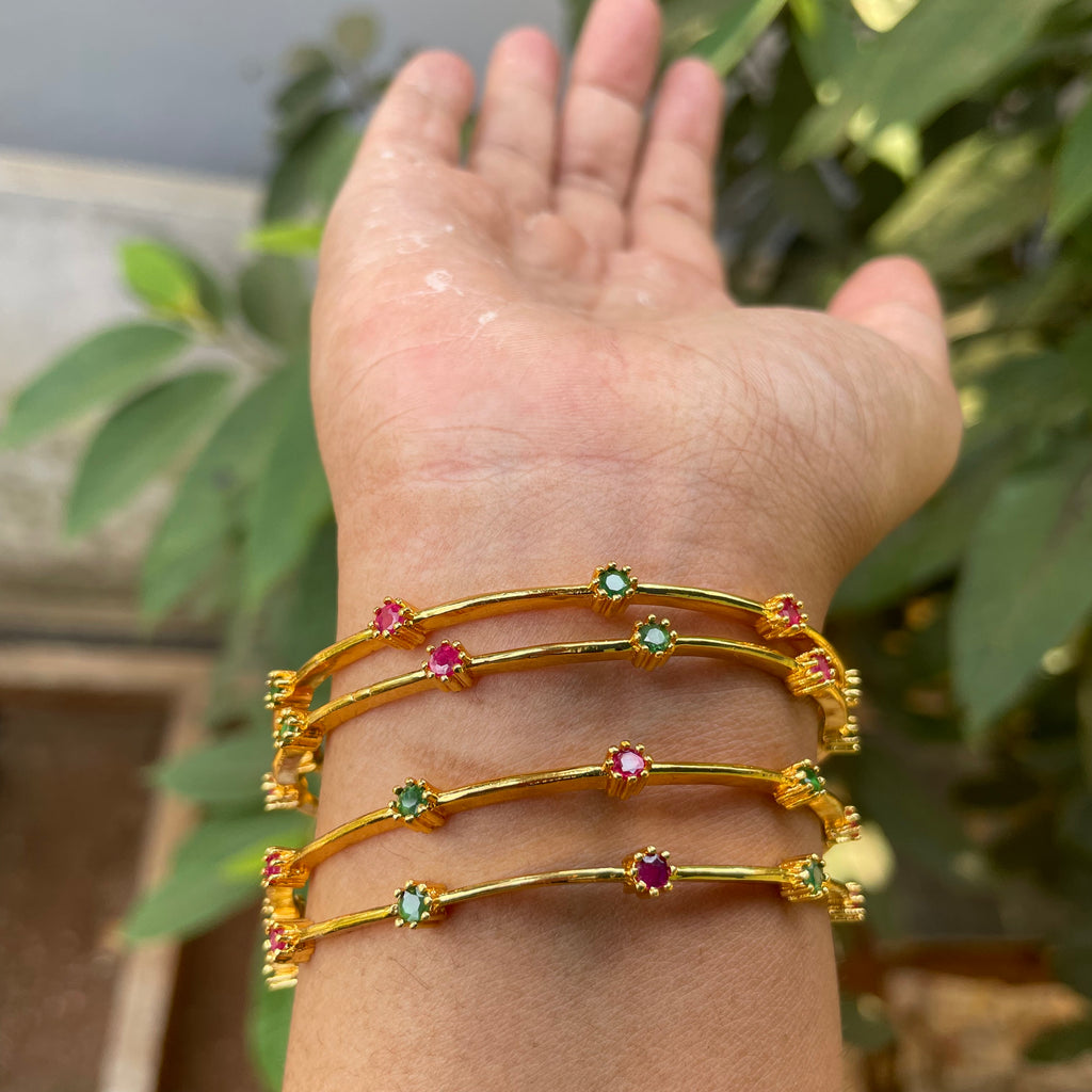 Premium Micro gold polish Simple Bangles (set of 4) – Nakshatra Chennai