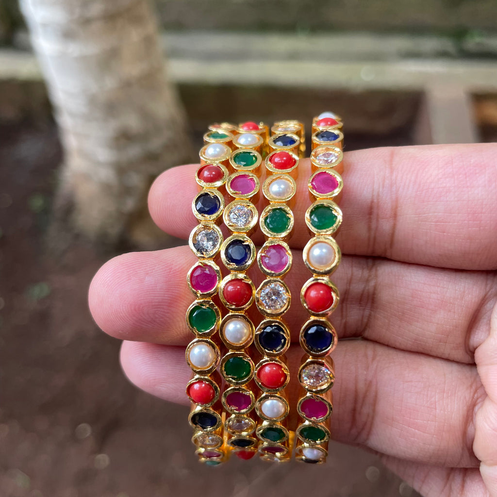 Premium Micro Gold polish Navratna Bangles ( Set of four) – Nakshatra ...